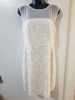 Diane Von Furstenberg | Dresses | Dvf Lace Overlay Cocktail Dress Ivory ...